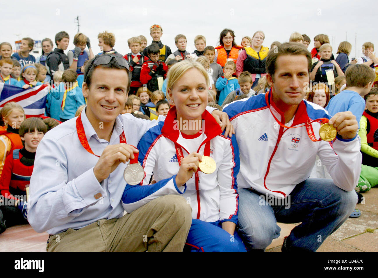 Gold medalist ainslie sails into royal lymington hi-res stock ...