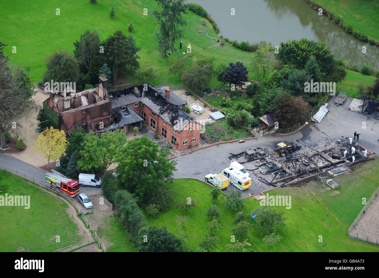 Country estate fire Stock Photo - Alamy