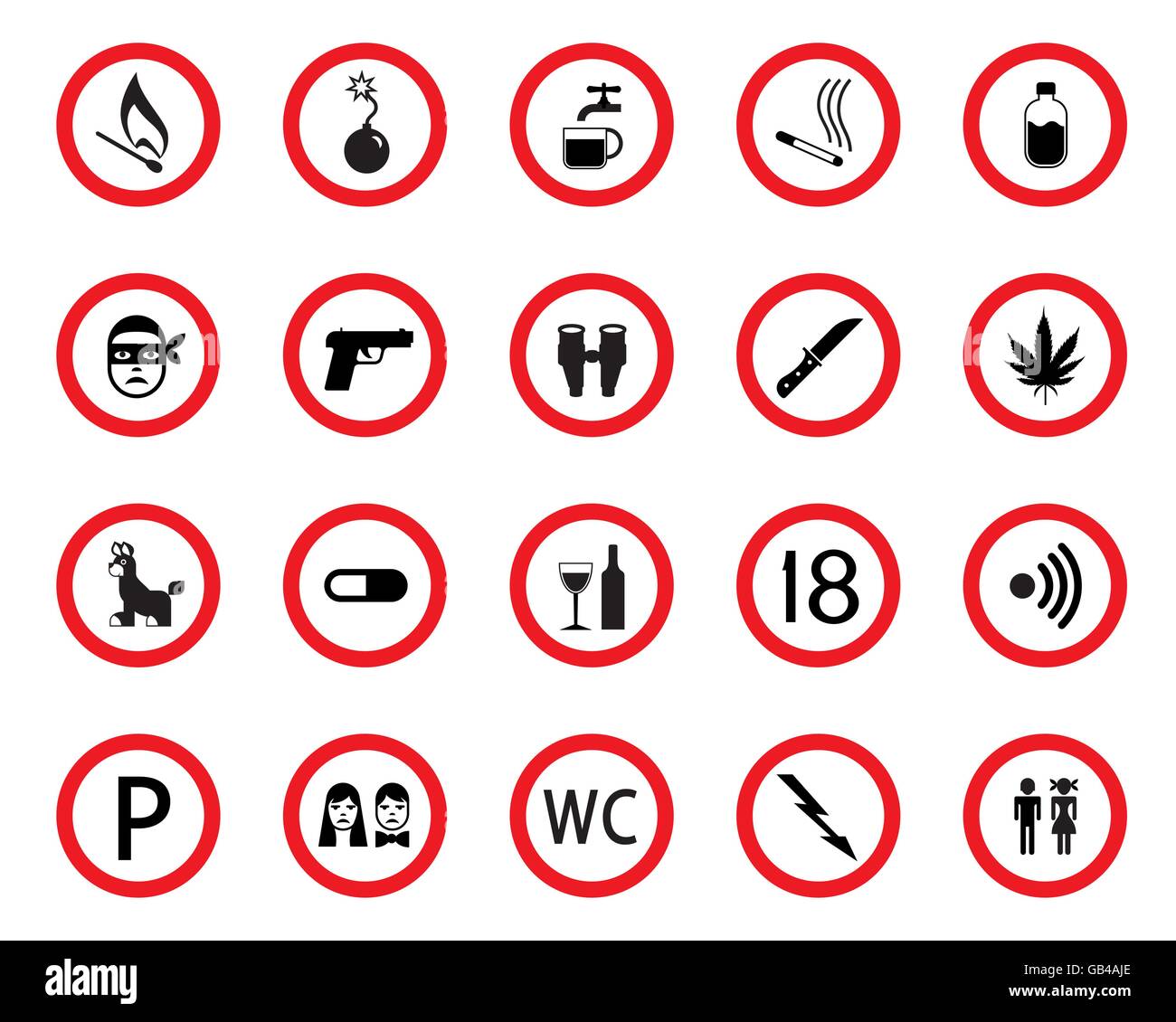 Prohibitive and mandatory public signs - vector illustration Stock ...
