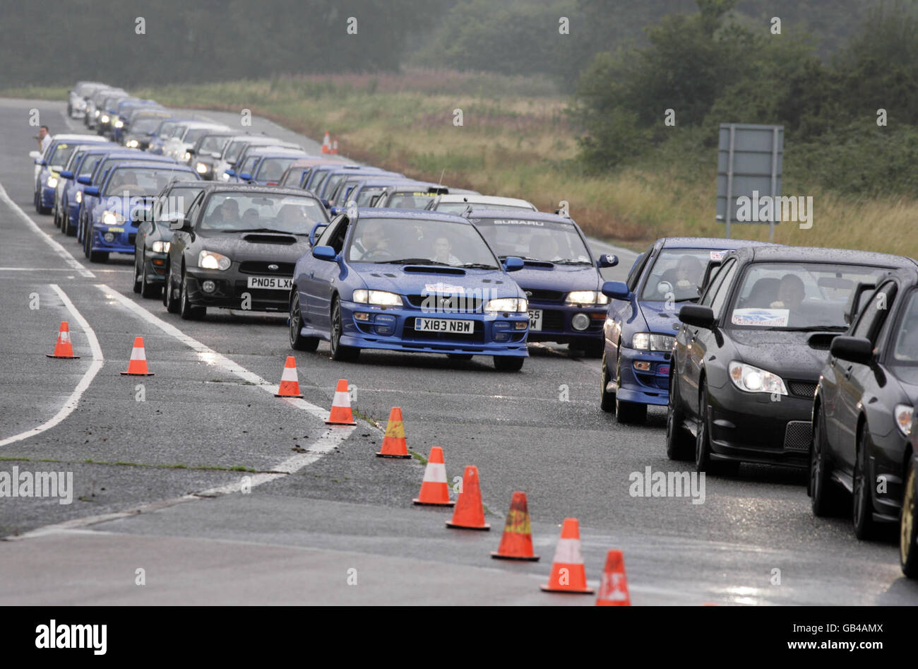 An estimated 1300 Subaru car owners make their way to the Prodrive test ...