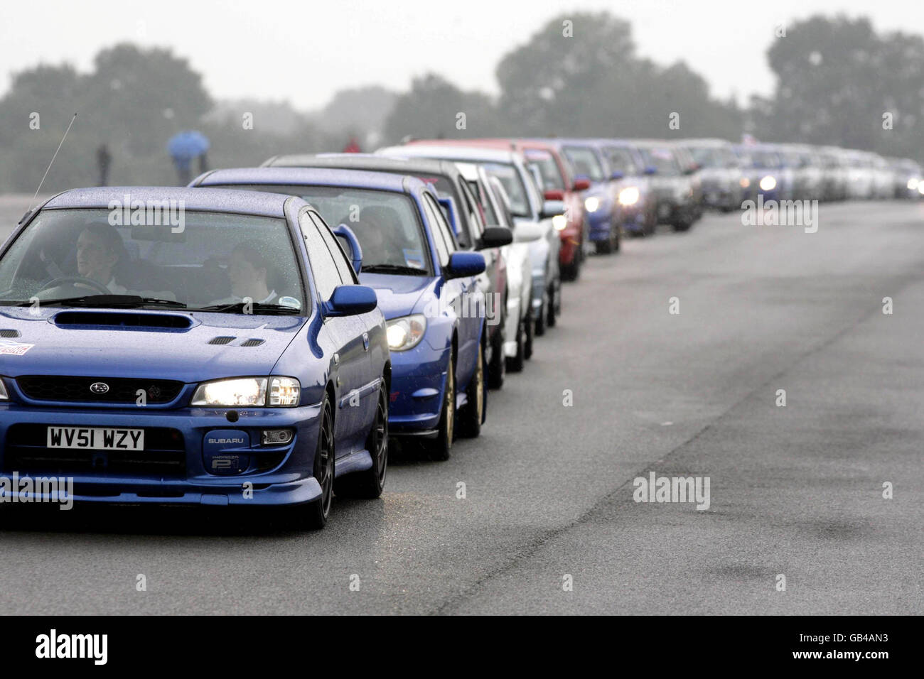 An estimated 1300 Subaru car owners make their way to the Prodrive test ...
