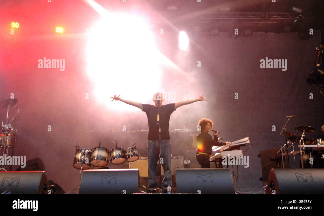 Moby performs during the Nike+ Human Race event at Wembley Stadium in ...
