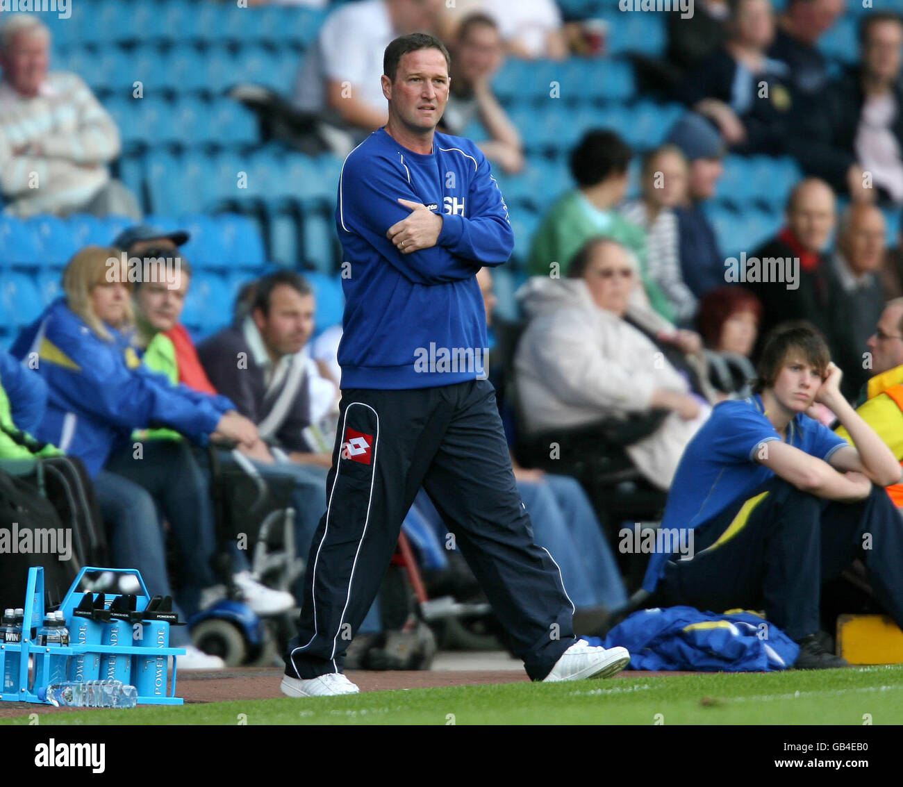 Crewe Alexandra's manager Steve Holland looks dejected during the ...