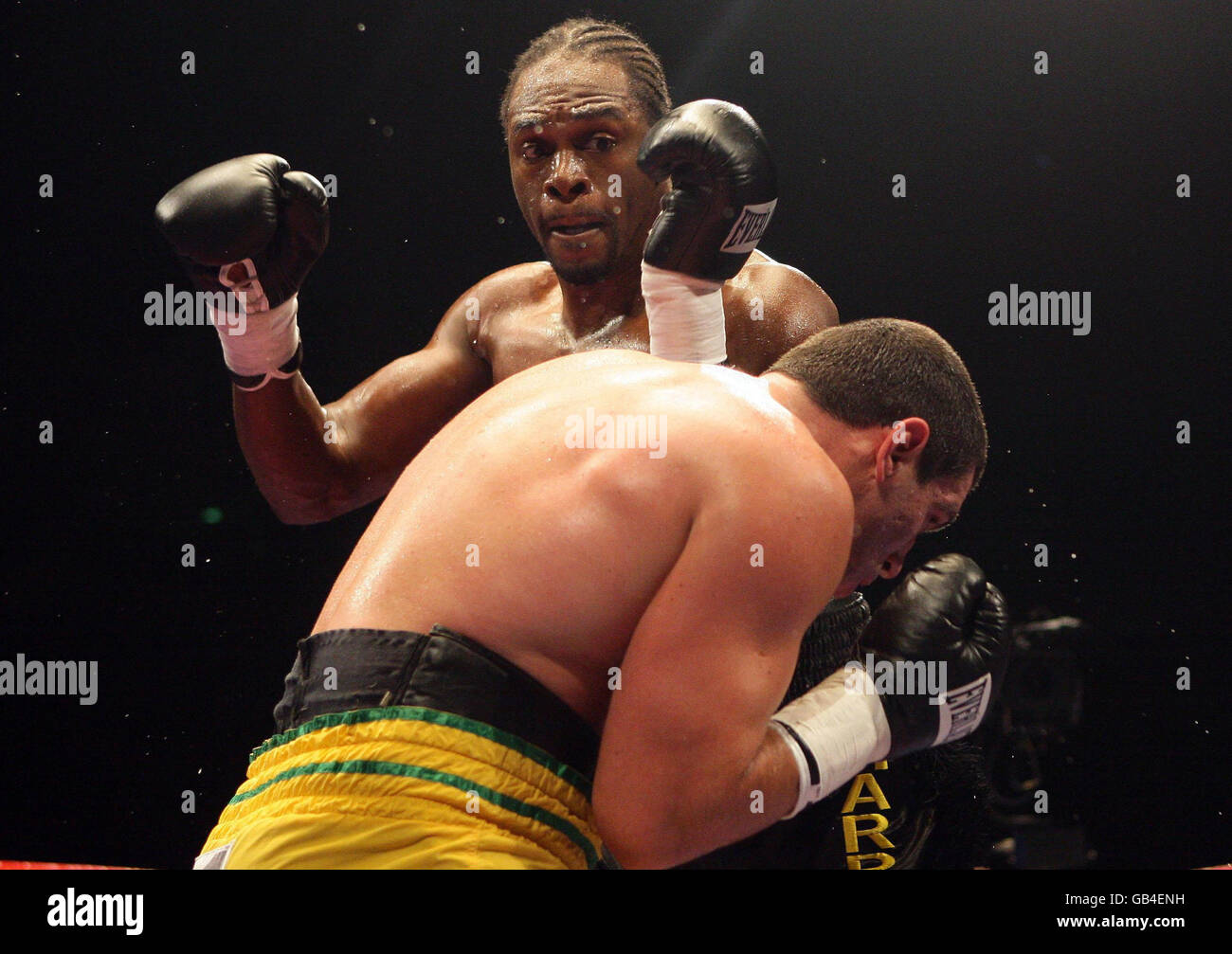 Audley Harrison (top) in action with George Arias during their ...