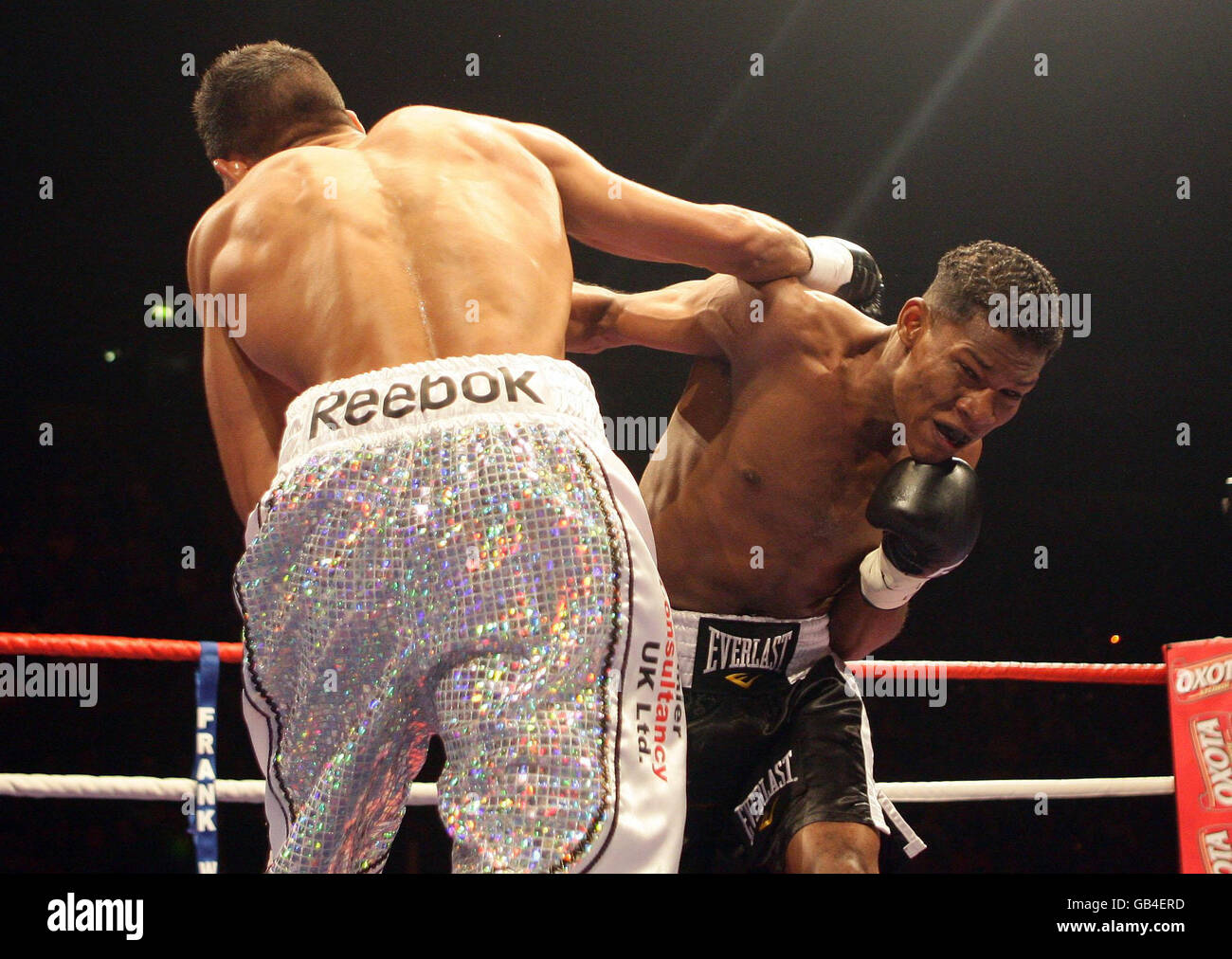 Amir Khan is knocked down the first time by Breidis Prescott during ...