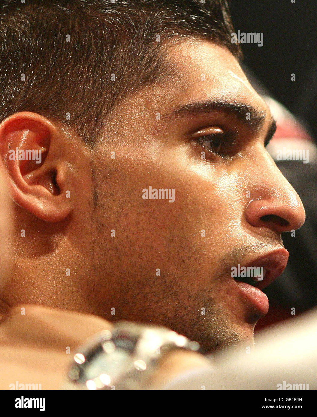 Amir Khan after being knocked out by Breidis Prescott during their ...
