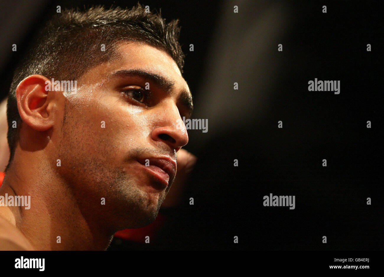 Amir Khan after being knocked out by Breidis Prescott during their ...
