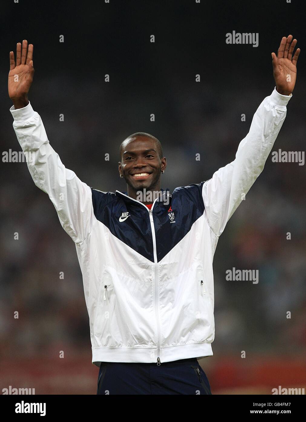 USA's Kerron Clement celebrates winning the silver medal in the Men's ...