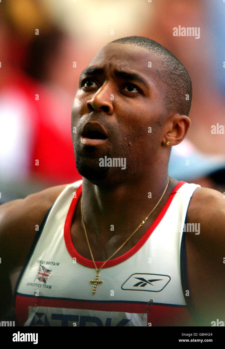 Great Britain's Darren Campbell awaits confirmation of his position ...