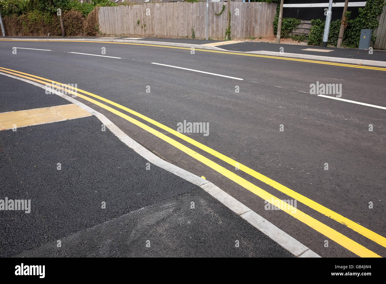 New dropped curbs installed on a section of new road in Cardiff, July ...