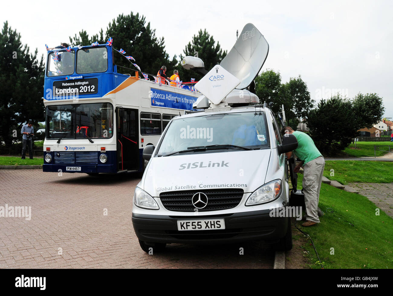 TV broadcast vehicles Stock Photo - Alamy
