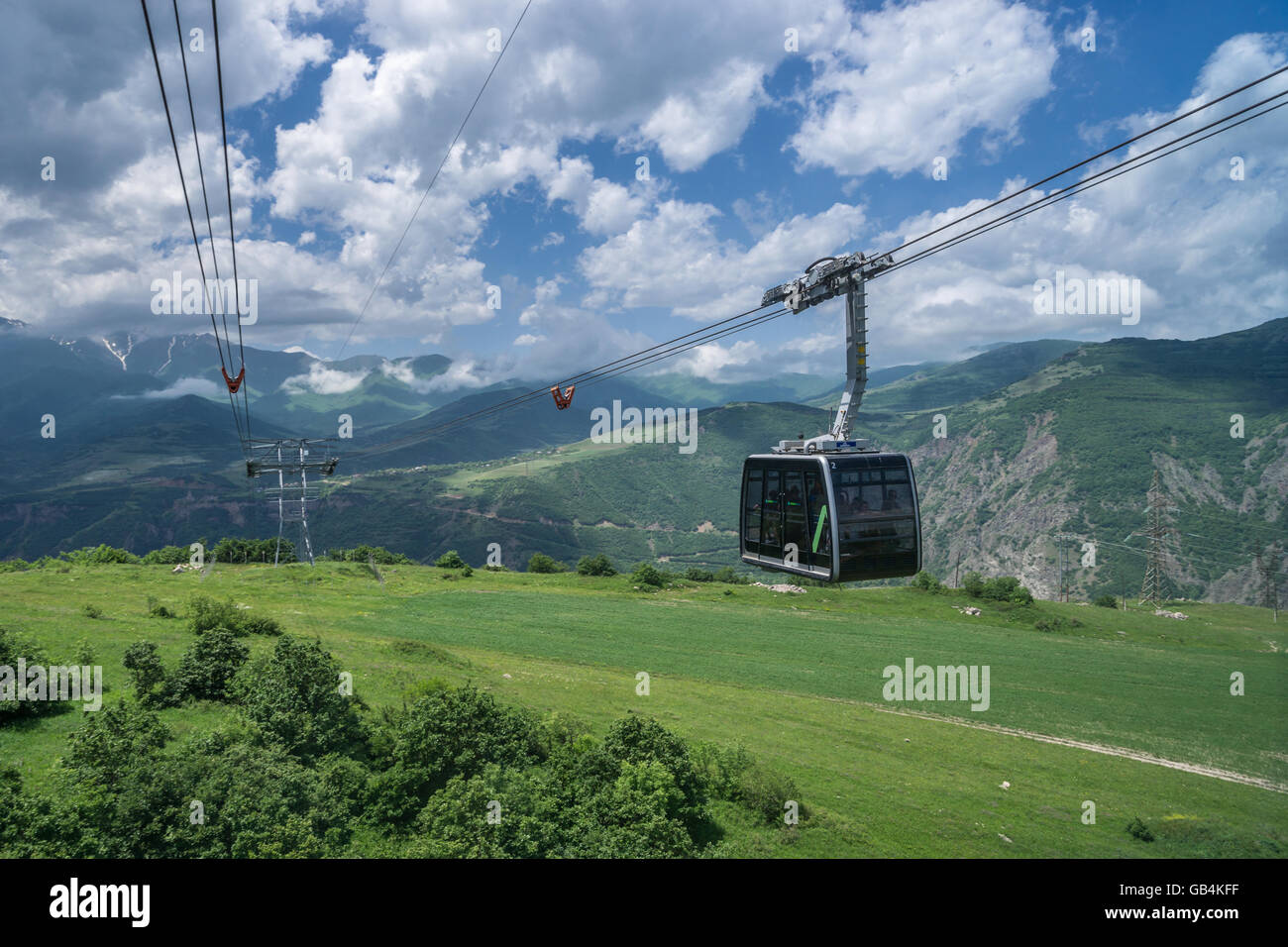 Wings of Tatev cableway connecting Tatev monastery and a village ...