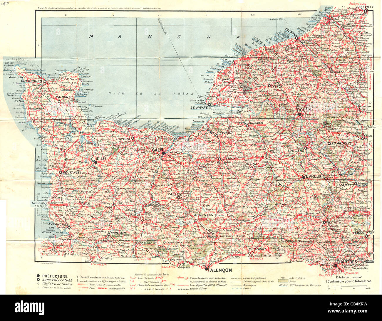 MANCHE: Manche, 1921 vintage map Stock Photo - Alamy