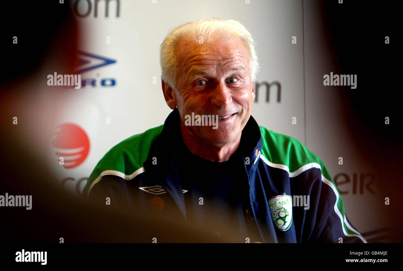 Republic of Ireland manager Giovanni Trapattoni looks animated during a ...