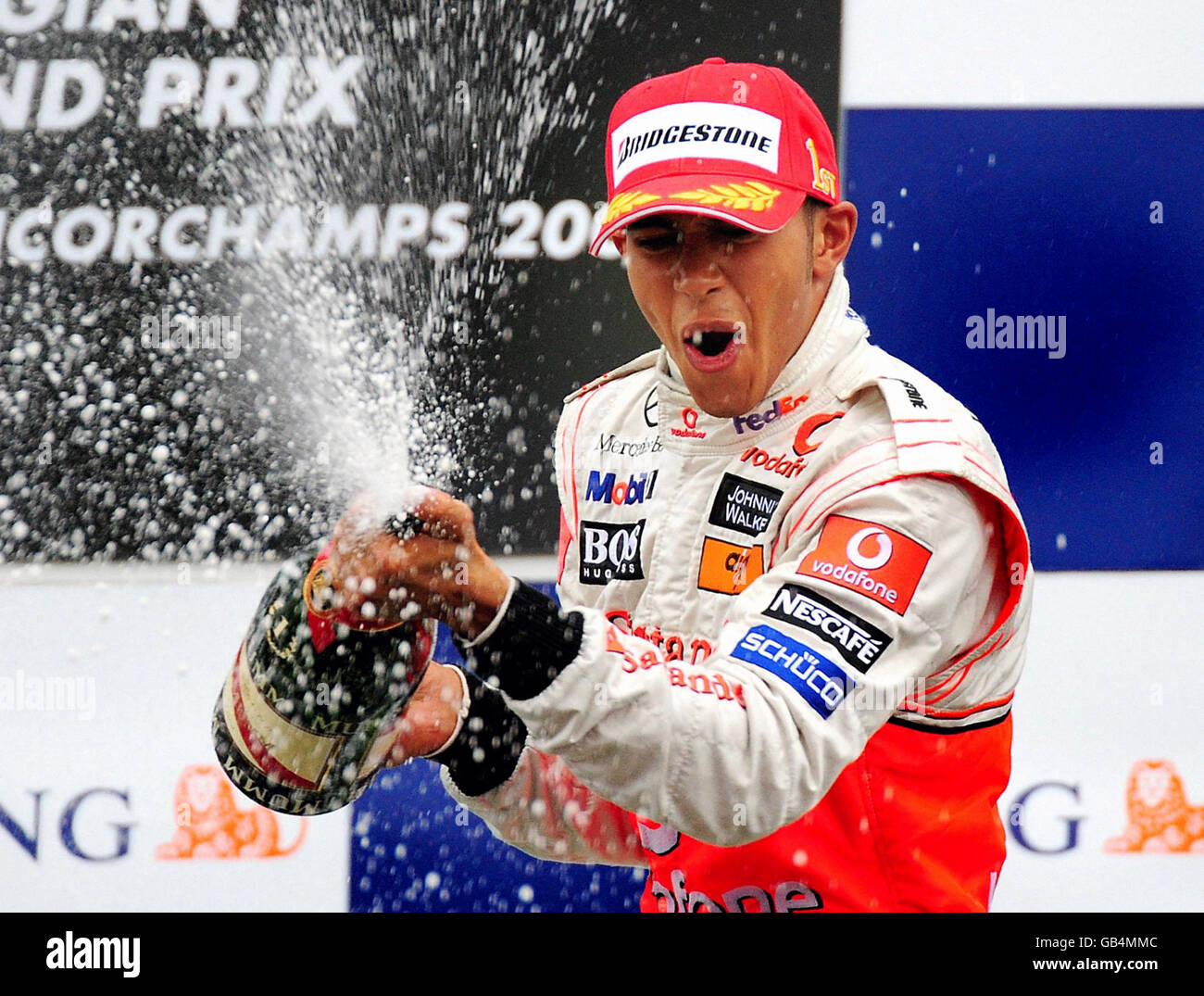 McLaren Mercedes' Lewis Hamilton of Great Britain celebrates on the ...