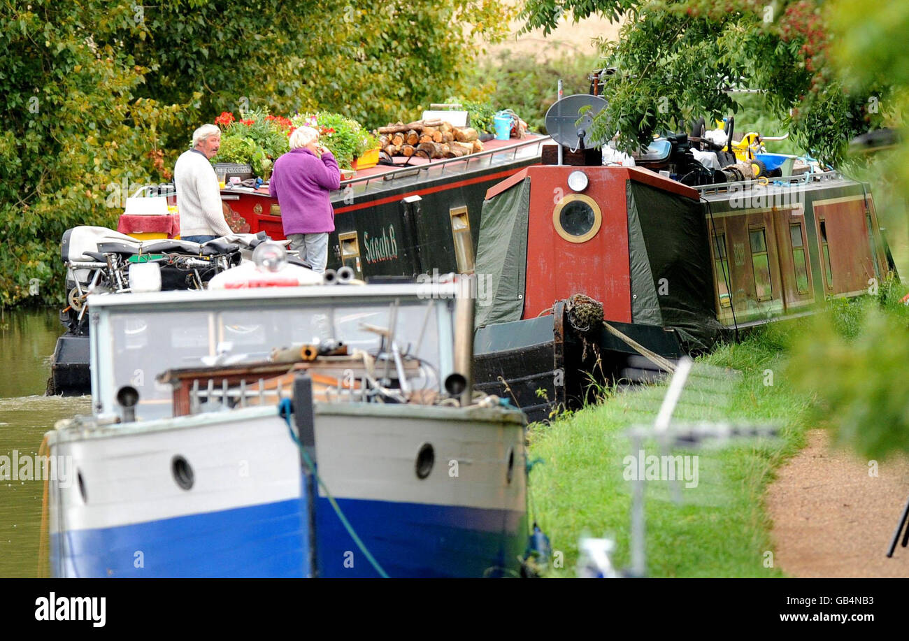 A narrowboat passes the scene of a double murder, aboard a canal boat ...