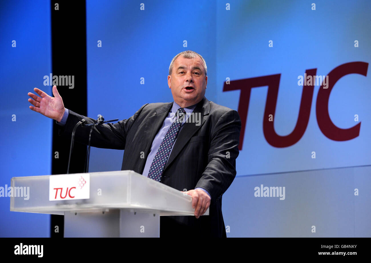TUC general secretary Brendan Barber delivers a speech about public ...