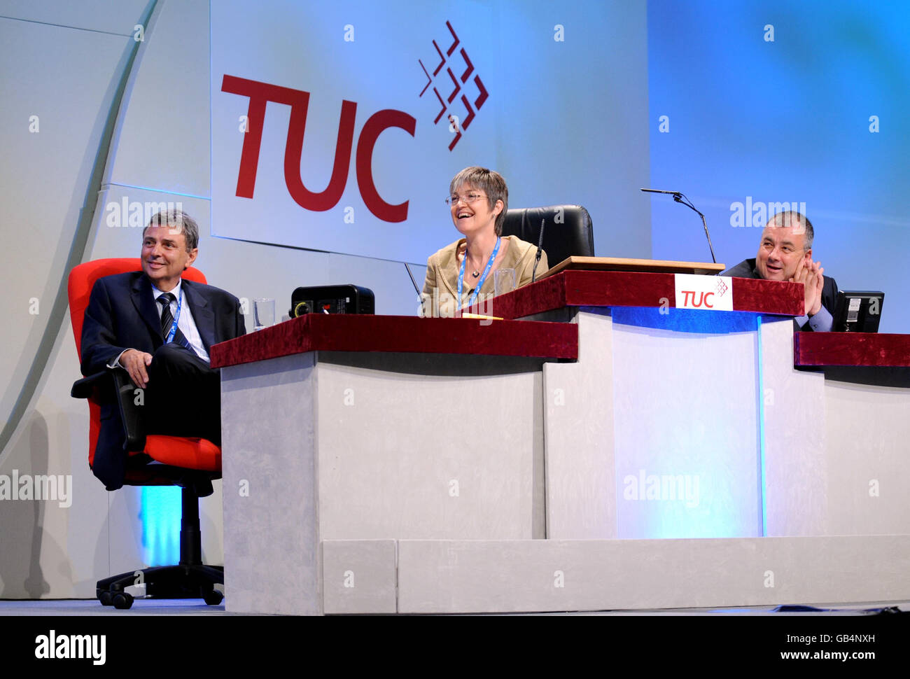 Left to right, TUC President Dave Prentis, Alison Shepherd of UNISON ...