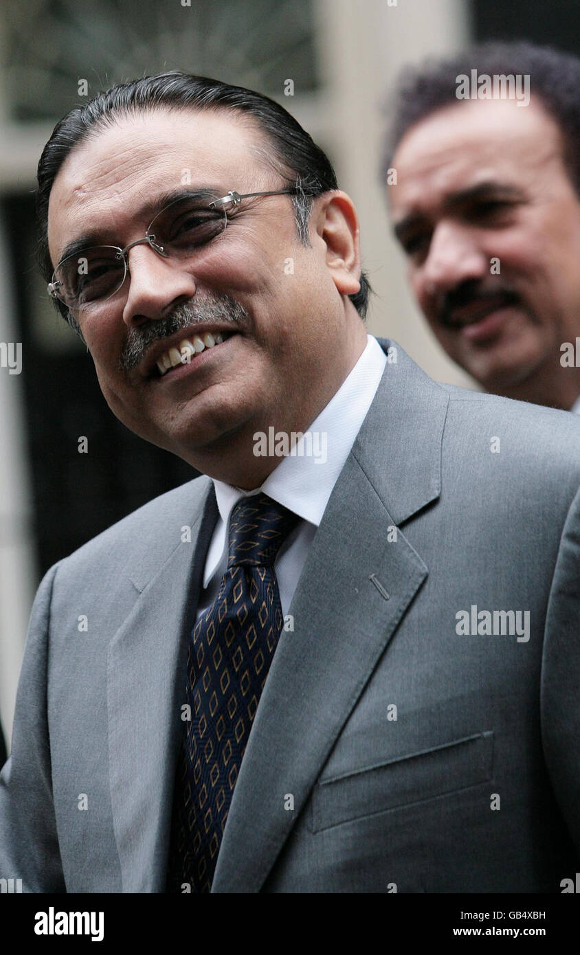 Pakistan President Asif Ali Zardari outside 10 Downing Street, London ...