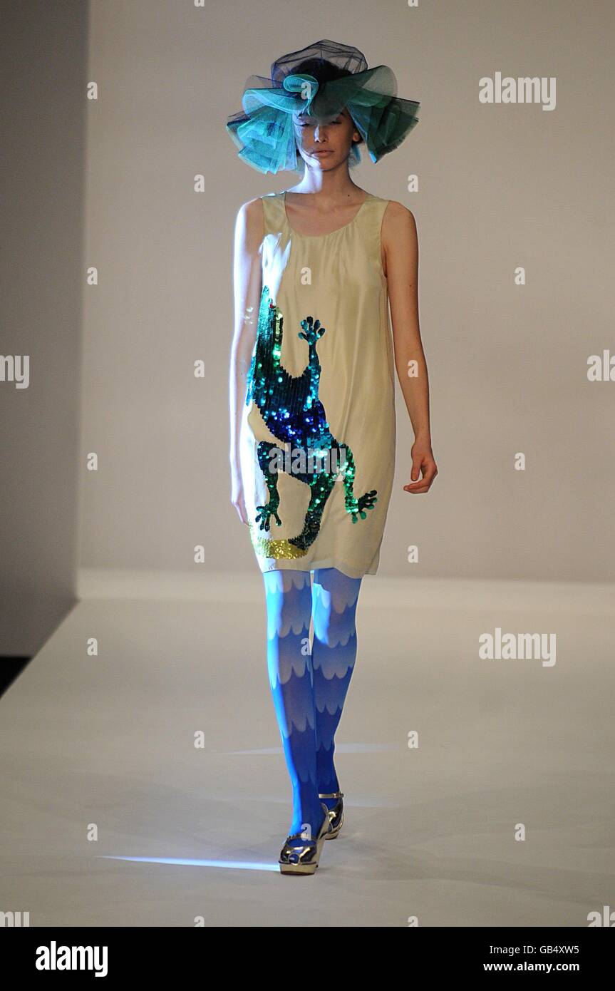 A model wears a creation by designer Eley Kishimoto, during London ...