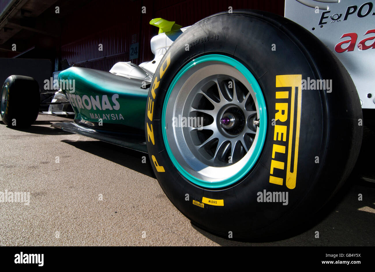 Pirelli tires on a Mercedes GP-Mercedes MGP W02, Formula 1 testing at ...