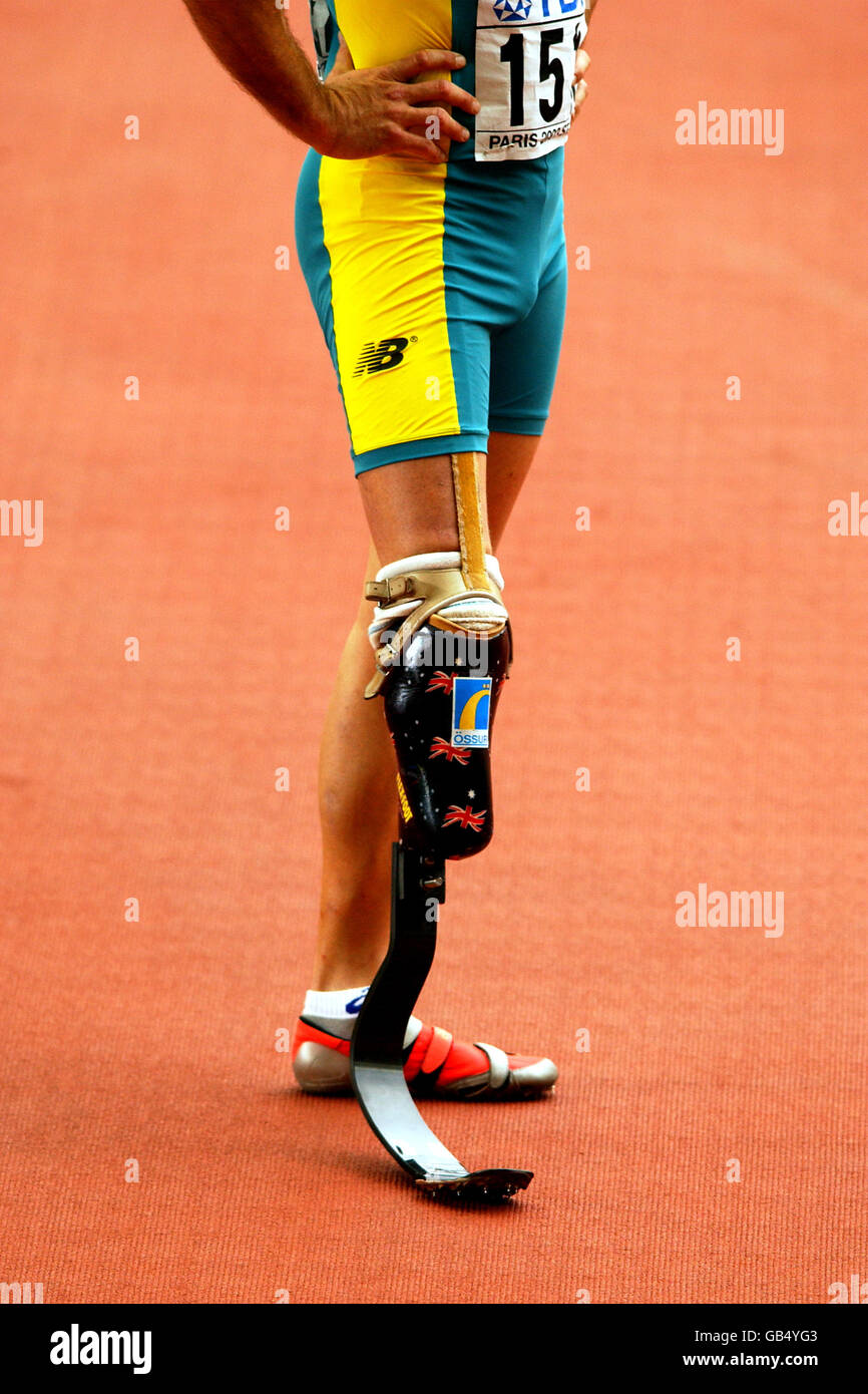 Detail of australias neil fuller in the 200m amputee race hi-res stock ...
