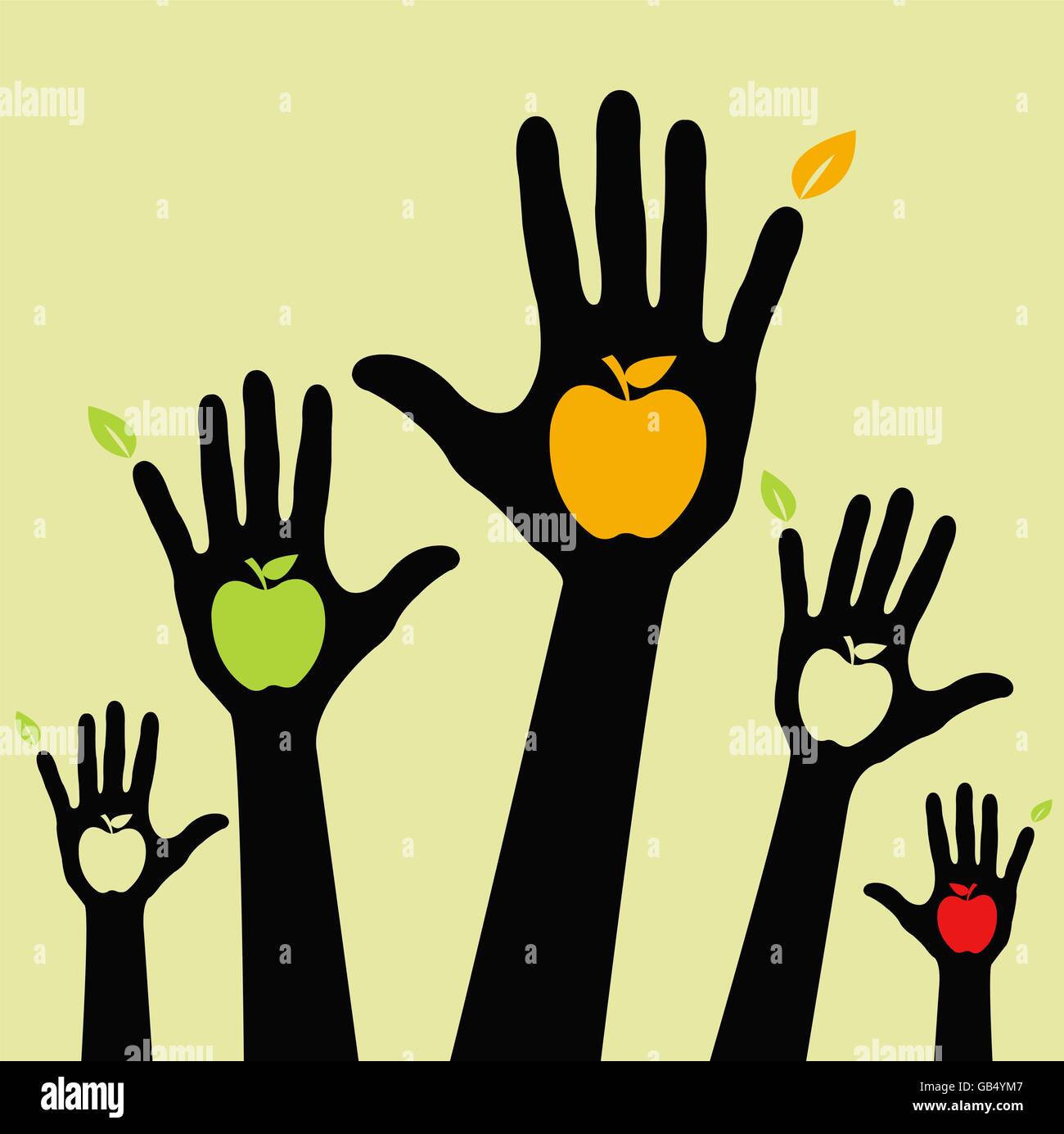 Silhouette crowd reaching hands hi-res stock photography and images - Alamy