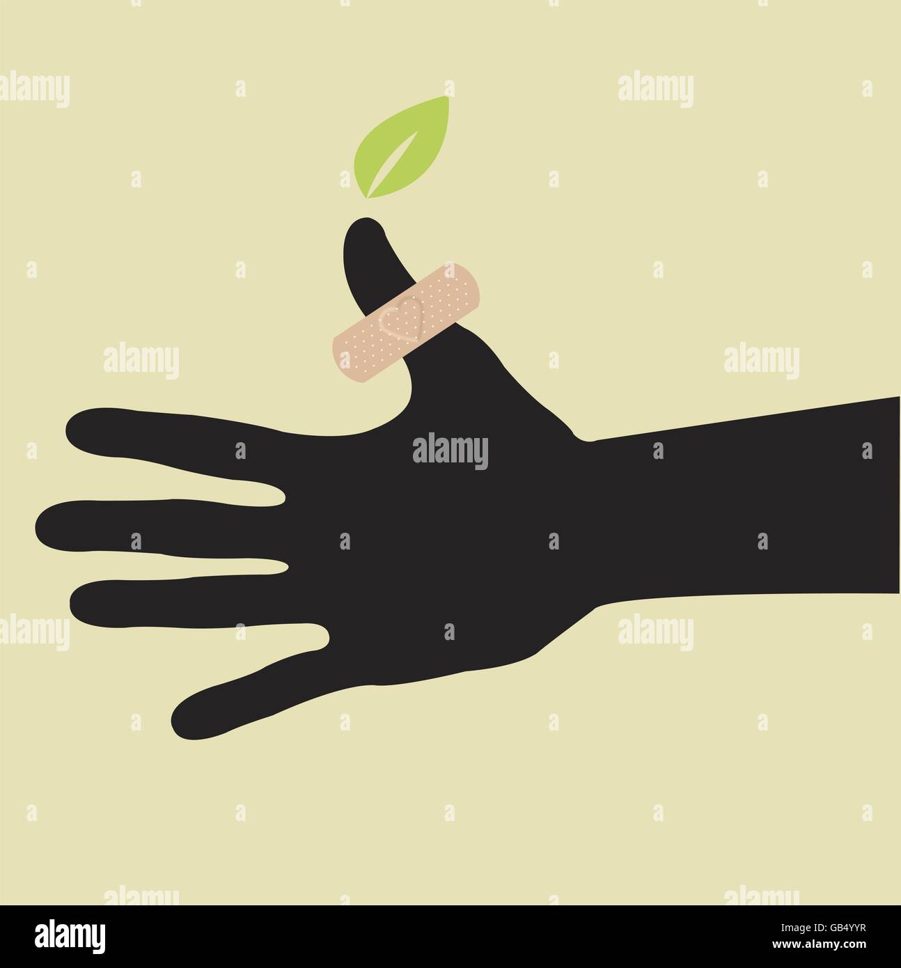 Hand with leaf and Plaster Stock Vector Image & Art - Alamy