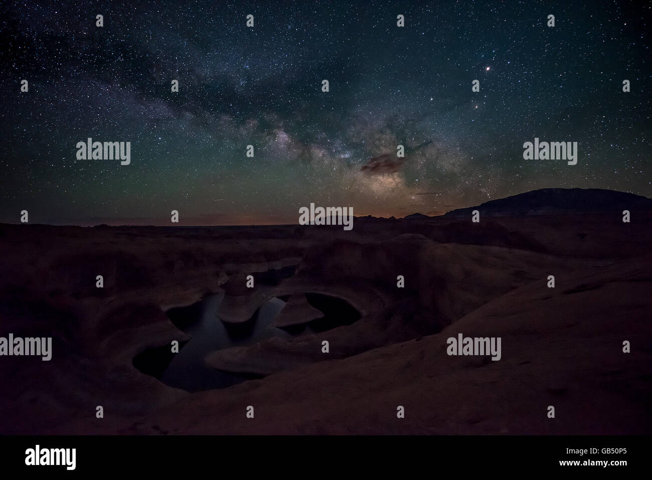 Bright Starry Night beautiful milky way over the Reflection Canyon Utah ...