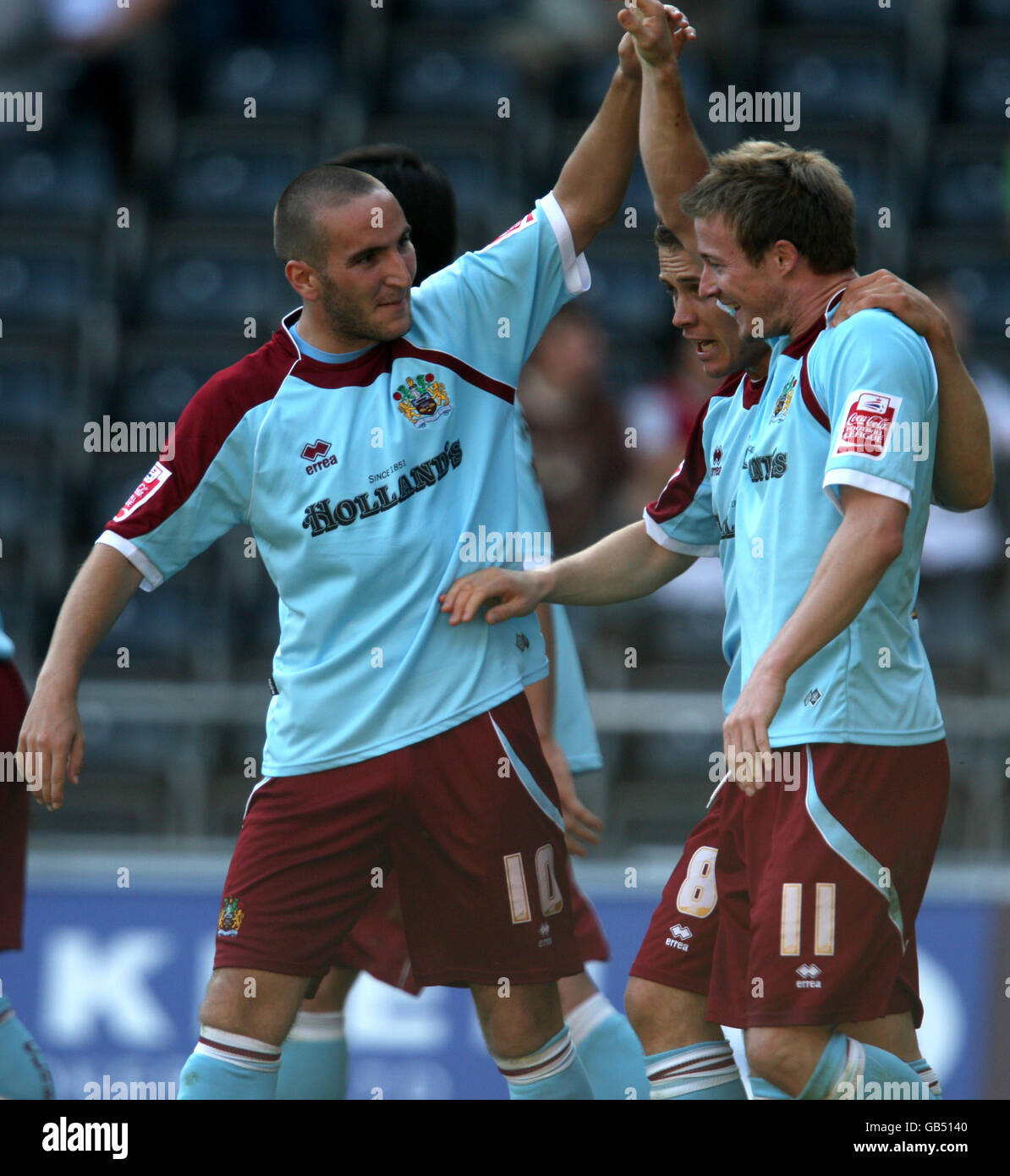 Burnley's Martin Paterson (L) and Wade Elliott (R) celebrate their goal ...