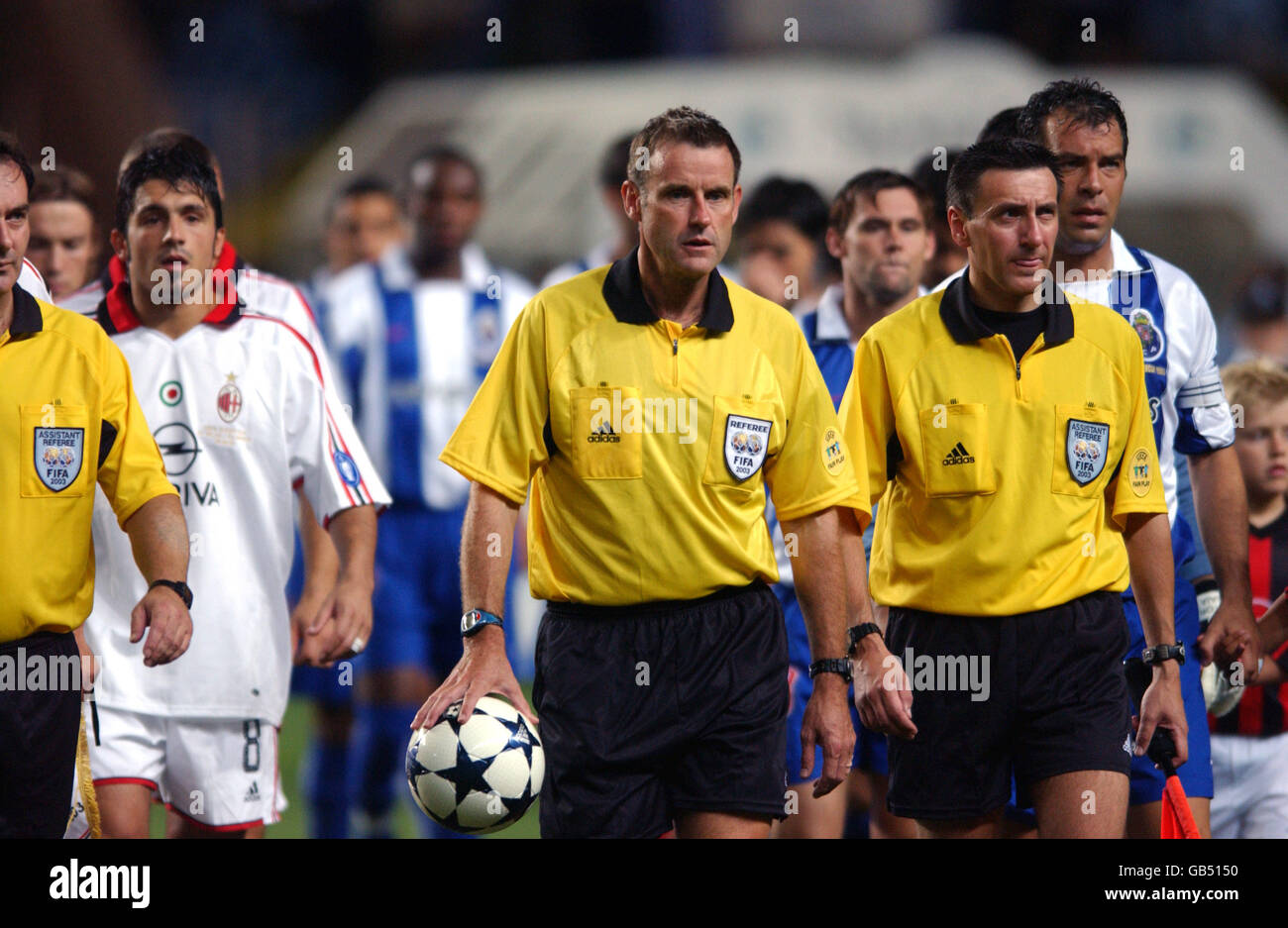 Referee graham barber leads out teams hi-res stock photography and ...
