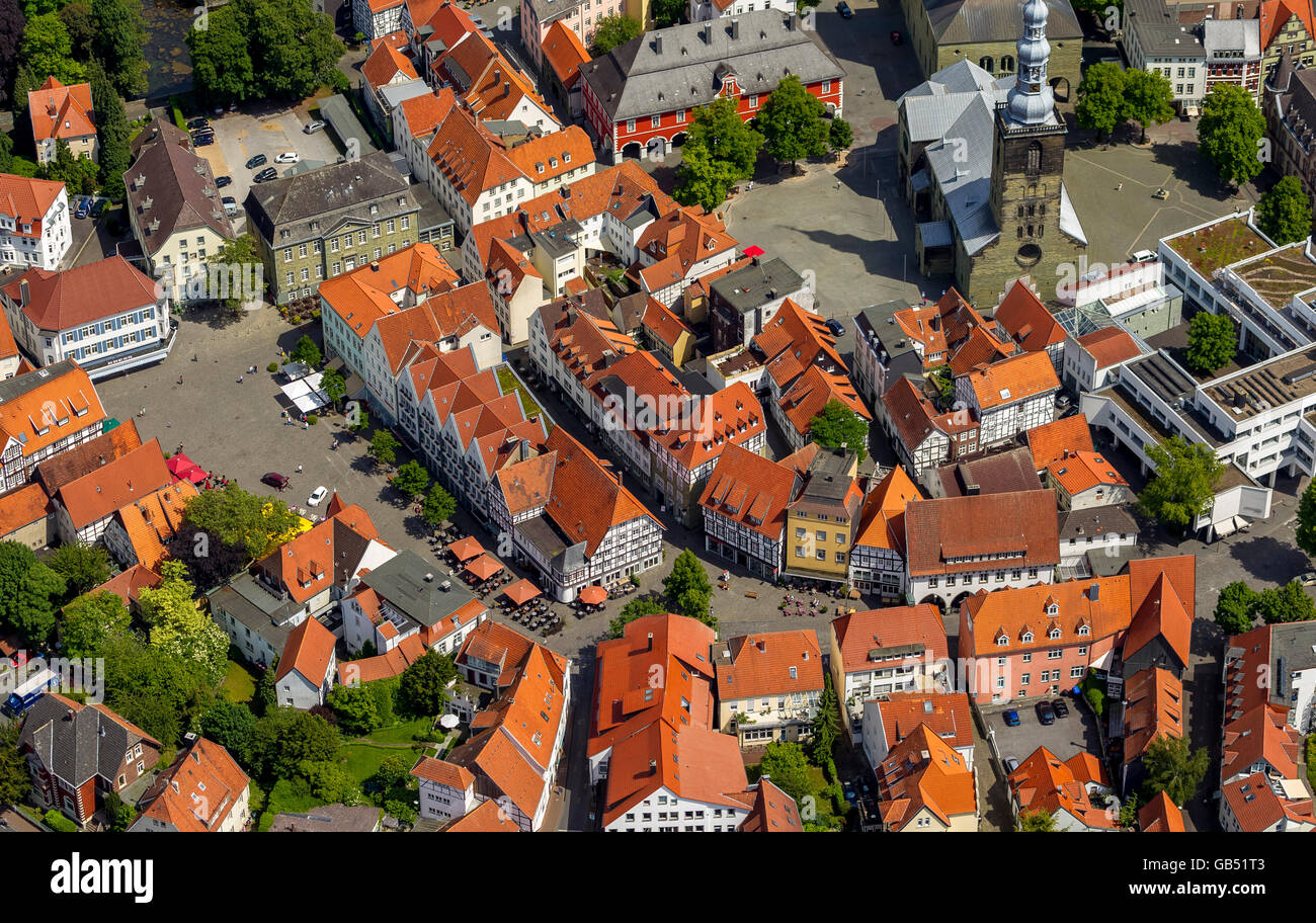 Aerial view, downtown Soest north St.Petri, Soest, Soester Plain, North ...