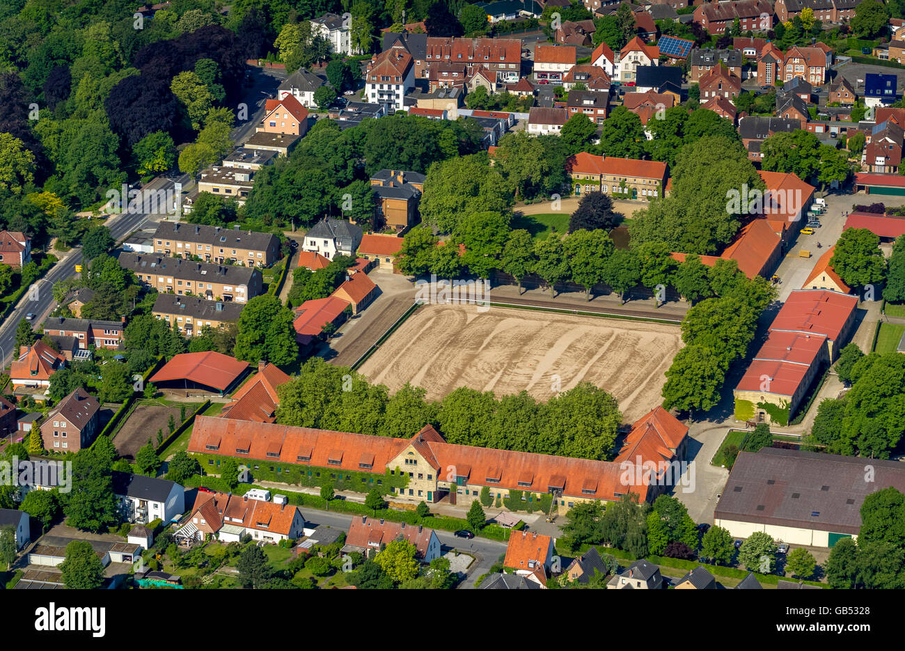 Aerial view, Westphalian State Stud Warendorf, county town Warendorf ...