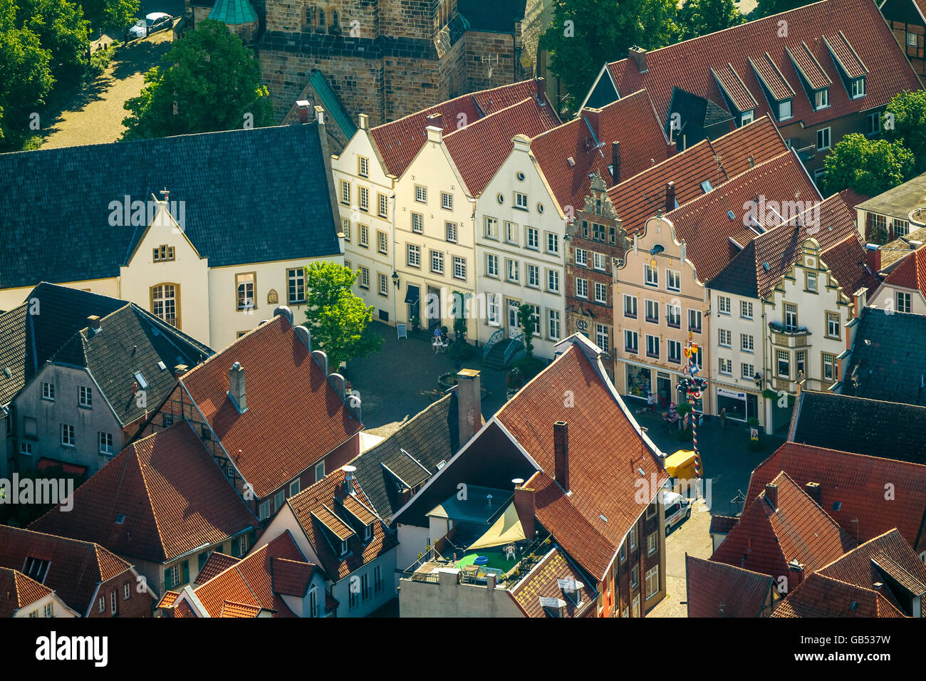 Aerial view, City Hall Warendorf, Warendorf, district town of Warendorf ...