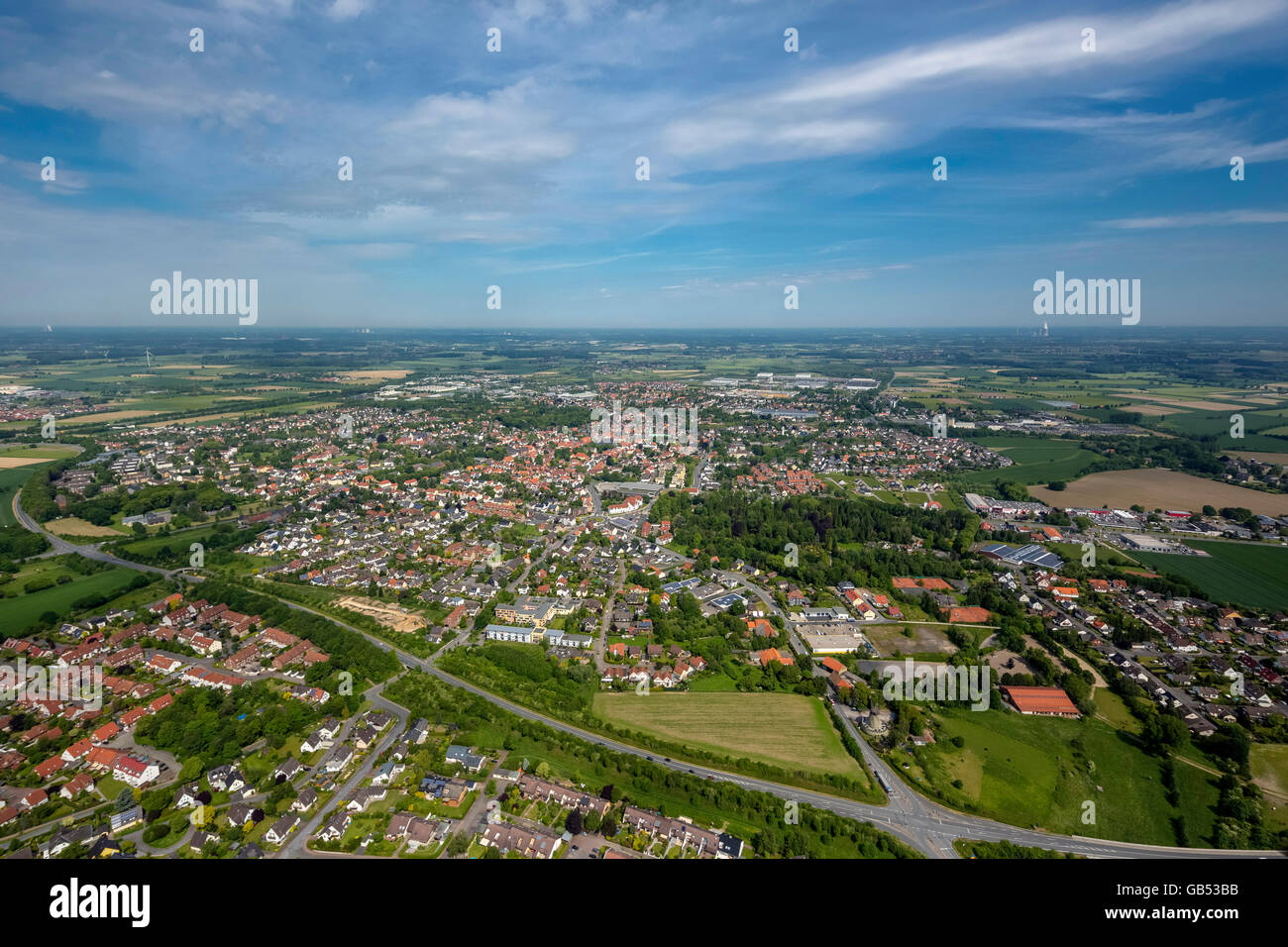 Aerial view, overview on Werl Werl Werl-Unnaer Borde, North Rhine ...