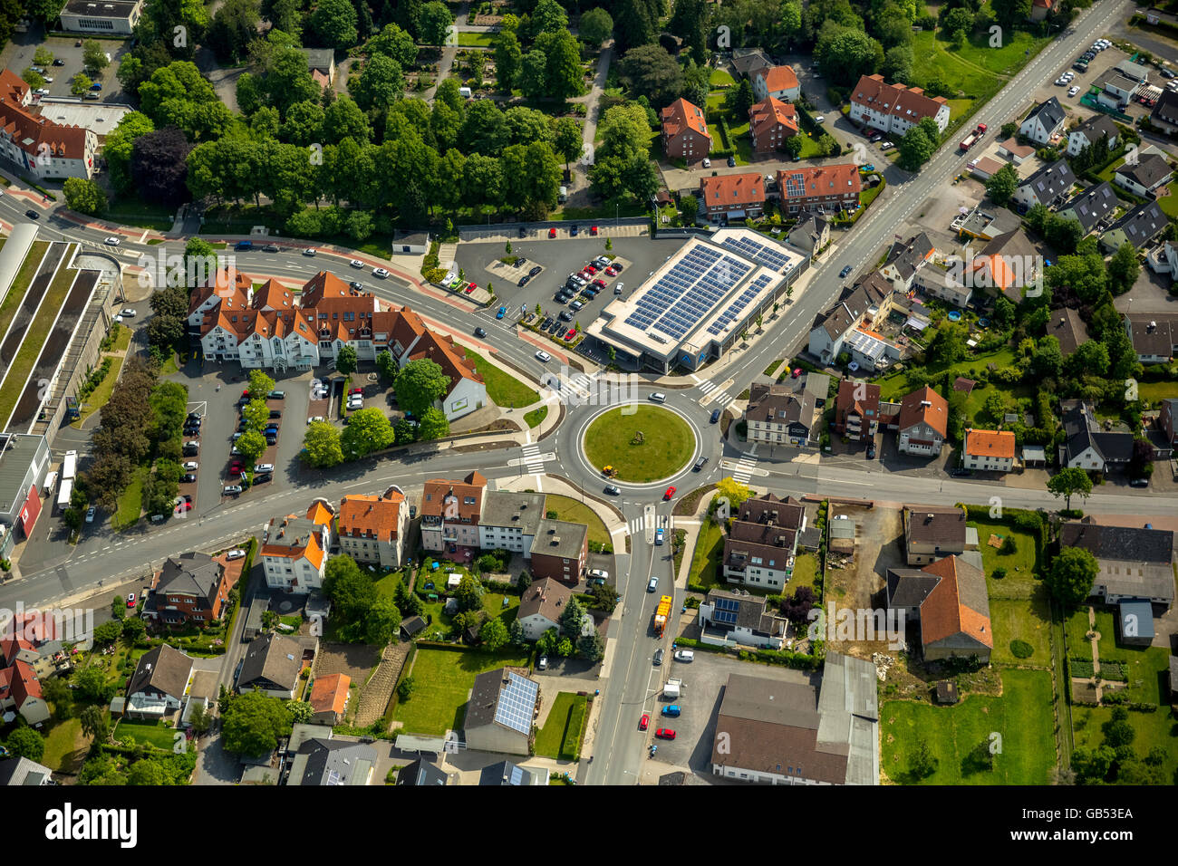 Aerial view, roundabout Hellweg Steiner Street, Werl, Werl-Unnaer Borde ...