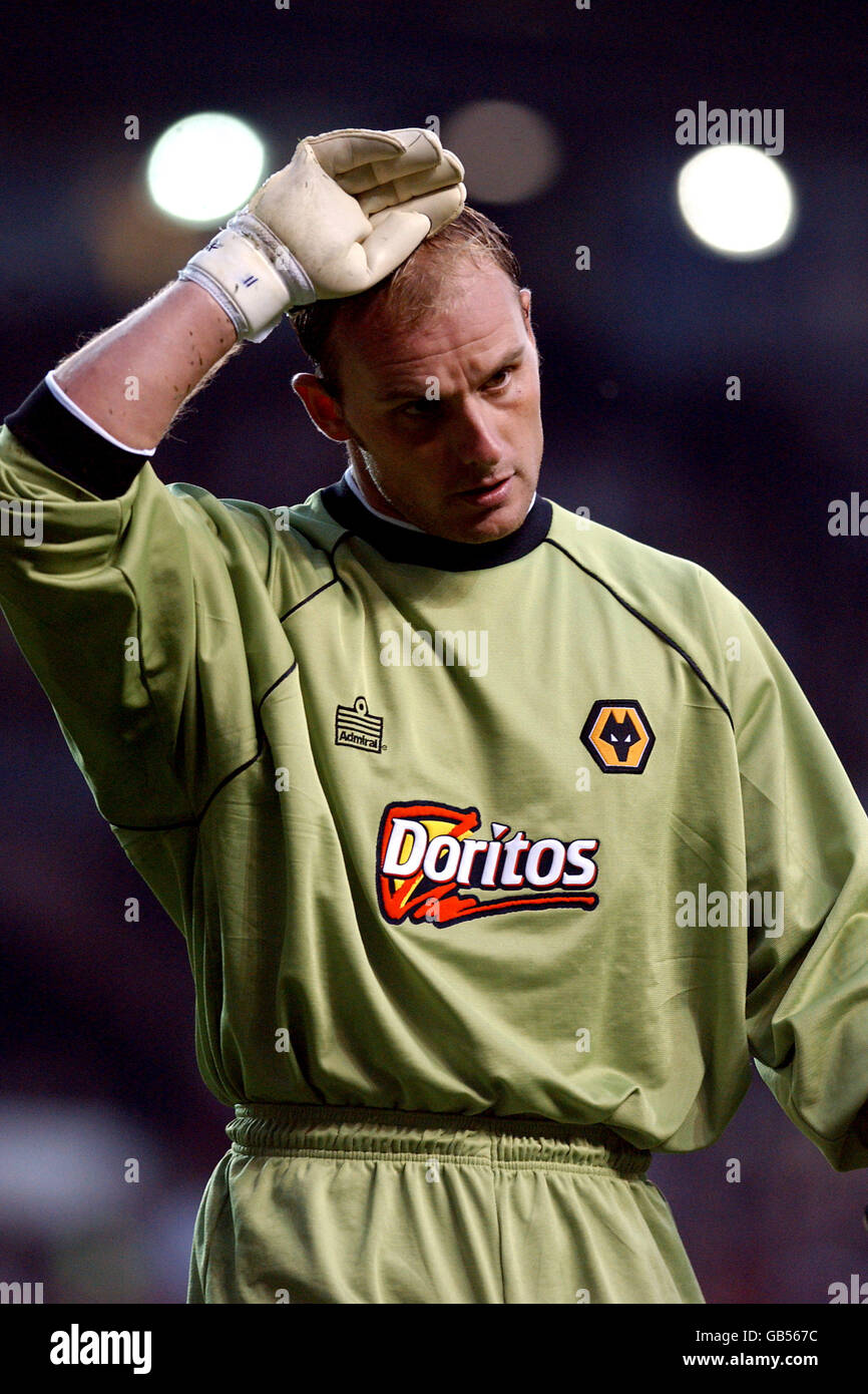 Football wolves wipes brow utd top half stock hi-res stock photography ...