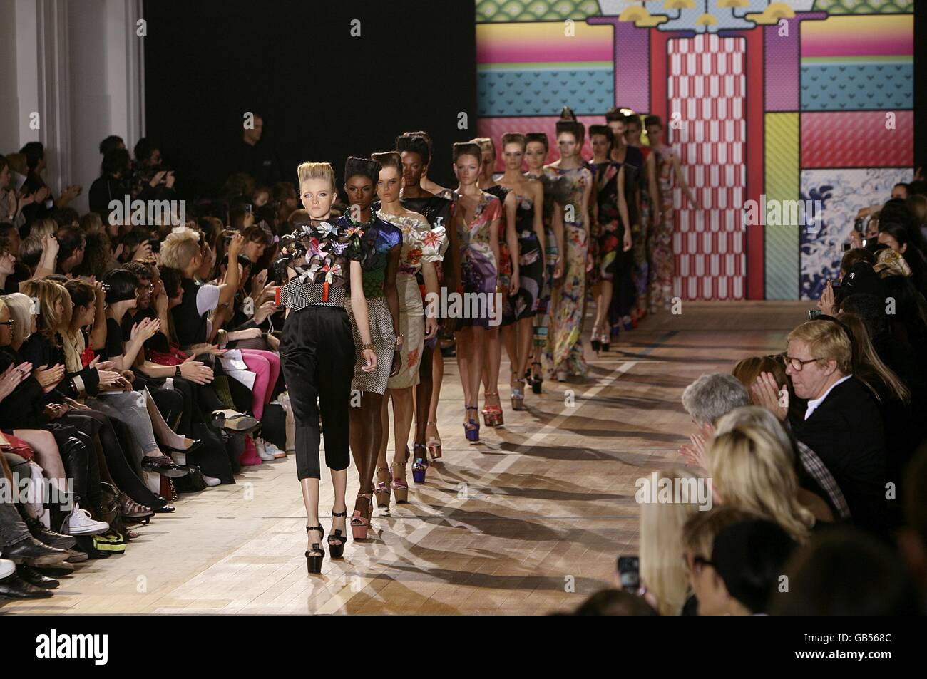 Models parade after a show by Basso and Brooke, during London Fashion ...