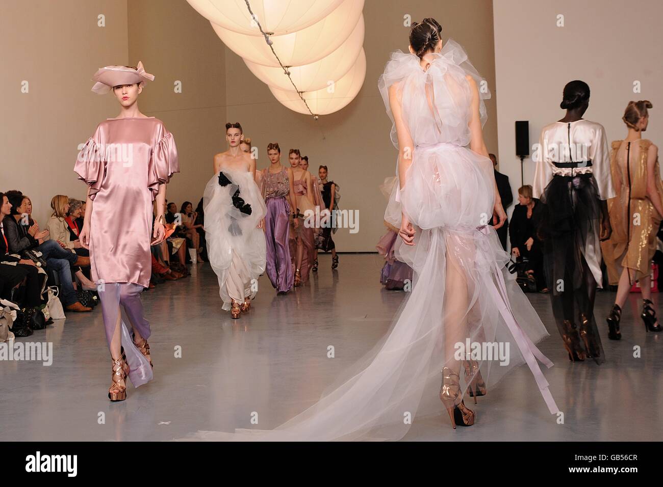 Models parade after a show by designer Roksanda Ilincic, during London ...