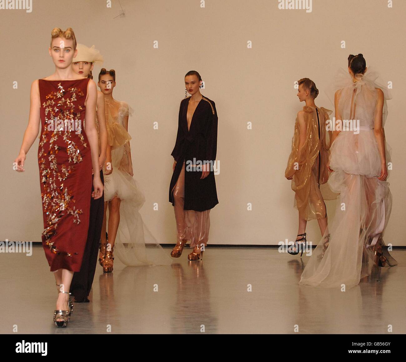 Models parade after a show by designer Roksanda Ilincic, during London ...