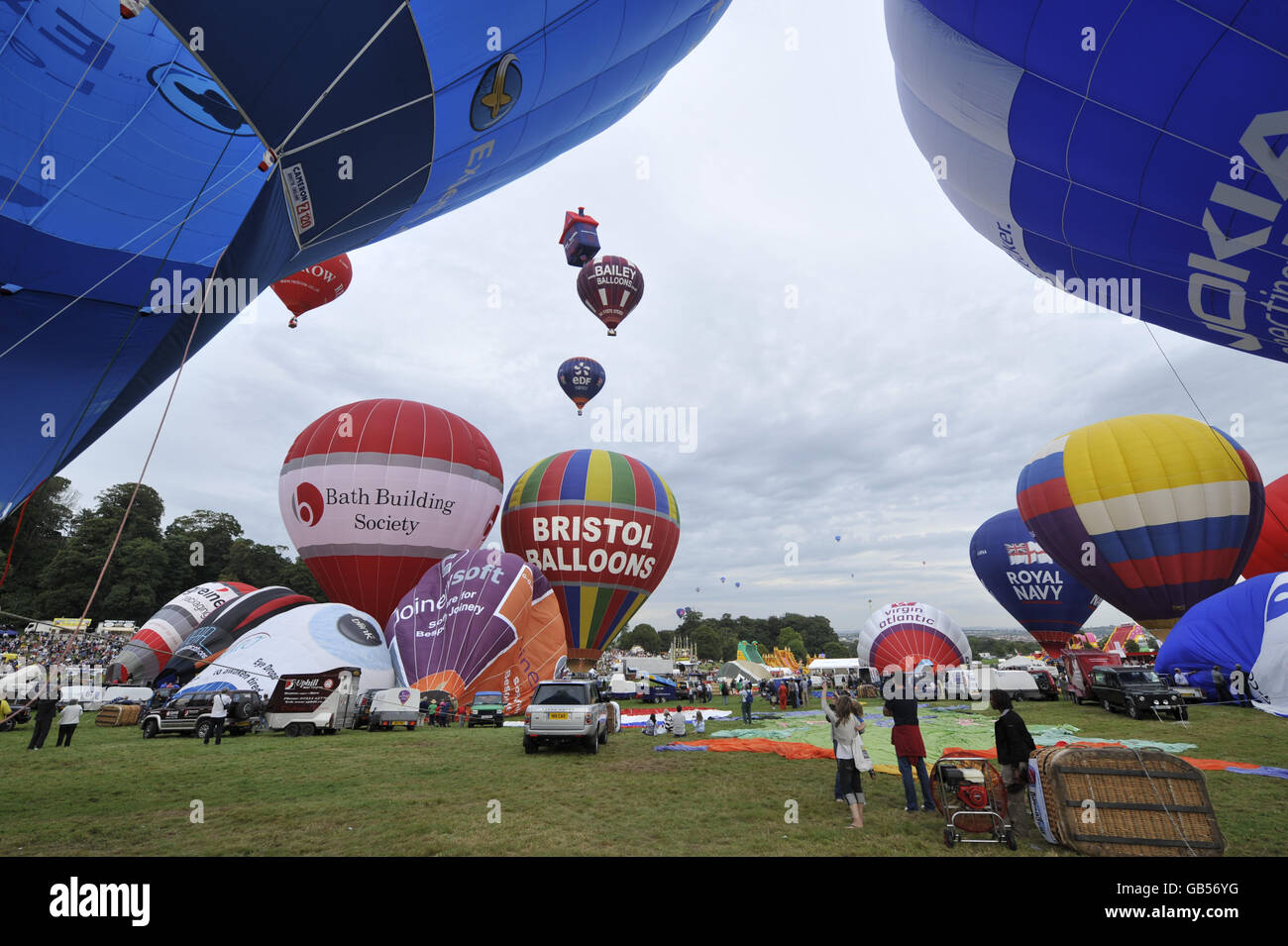 A view of the take off site Ballon flight from Bristol Balloon Fiesta ...