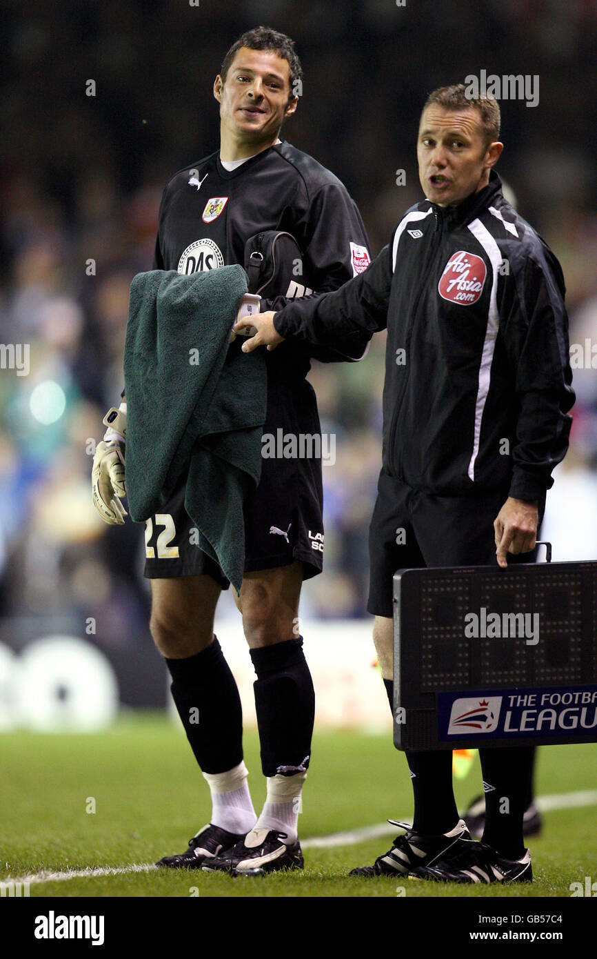 Bristol citys goalkeeper chris weale on the touchline hi-res stock ...