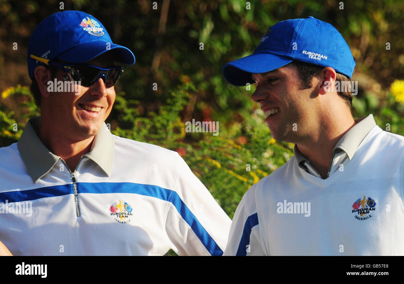 Europe's Henrik Stenson and Paul Casey (right) are all smiles during ...
