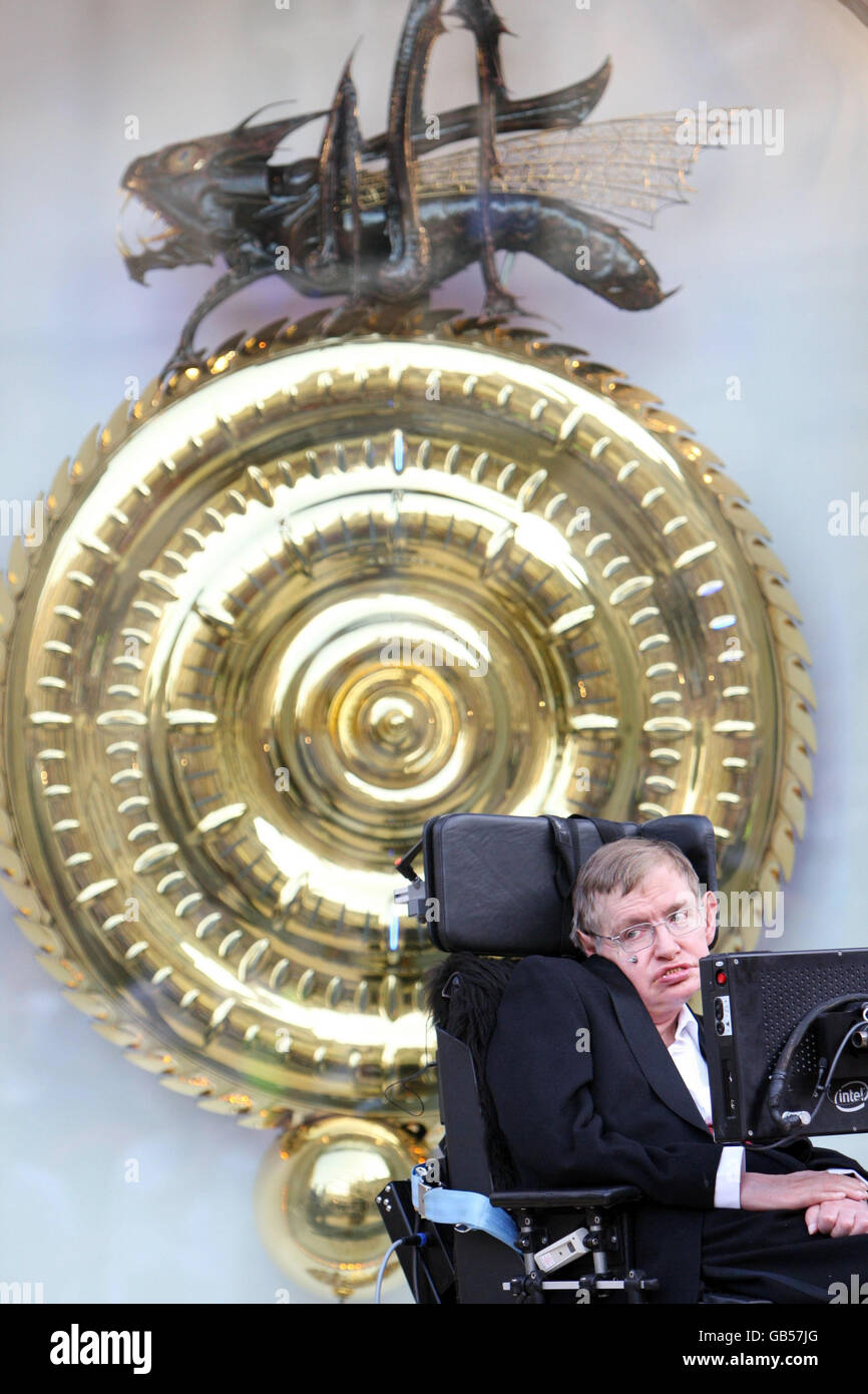 Professor stephen hawking unveils the corpus clock hi-res stock ...