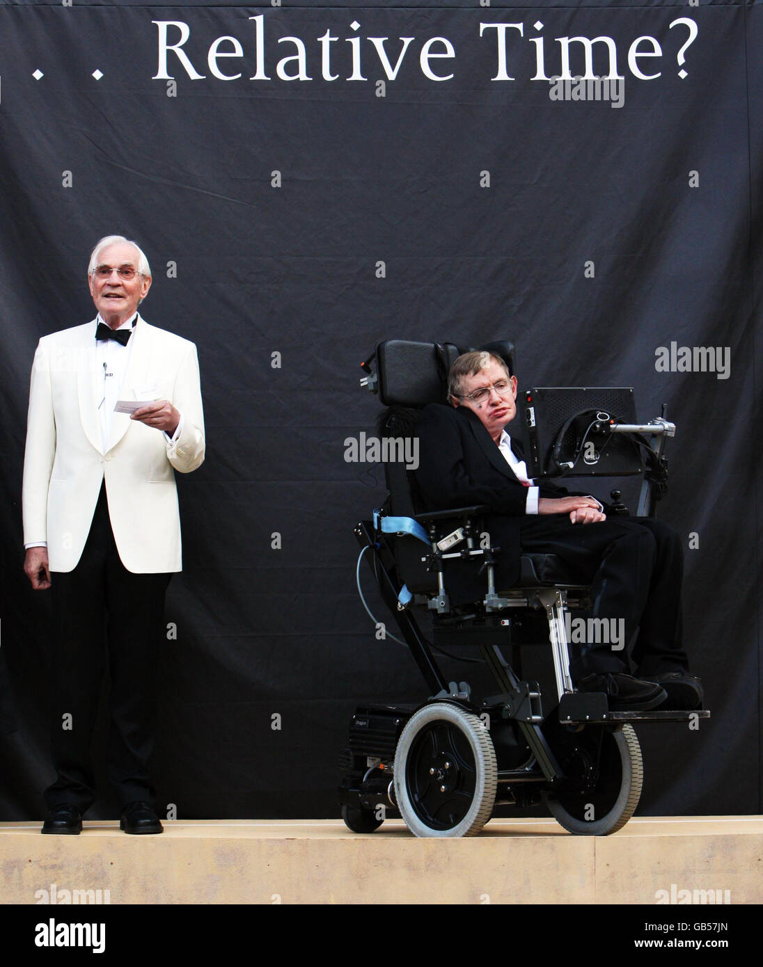 (left to right) Inventor Dr. John Taylor, and Professor Stephen Hawking ...