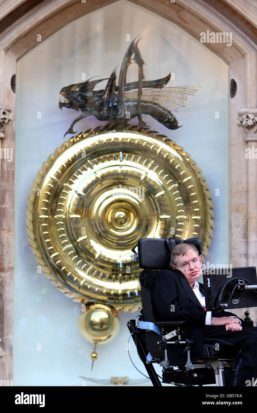 Professor stephen hawking unveils the corpus clock hi-res stock ...