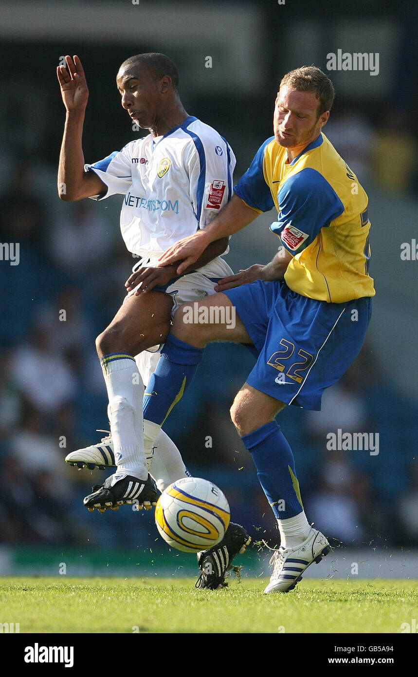 Leeds United's Fabian Delph and Hereford's Matt Done during the Coca ...
