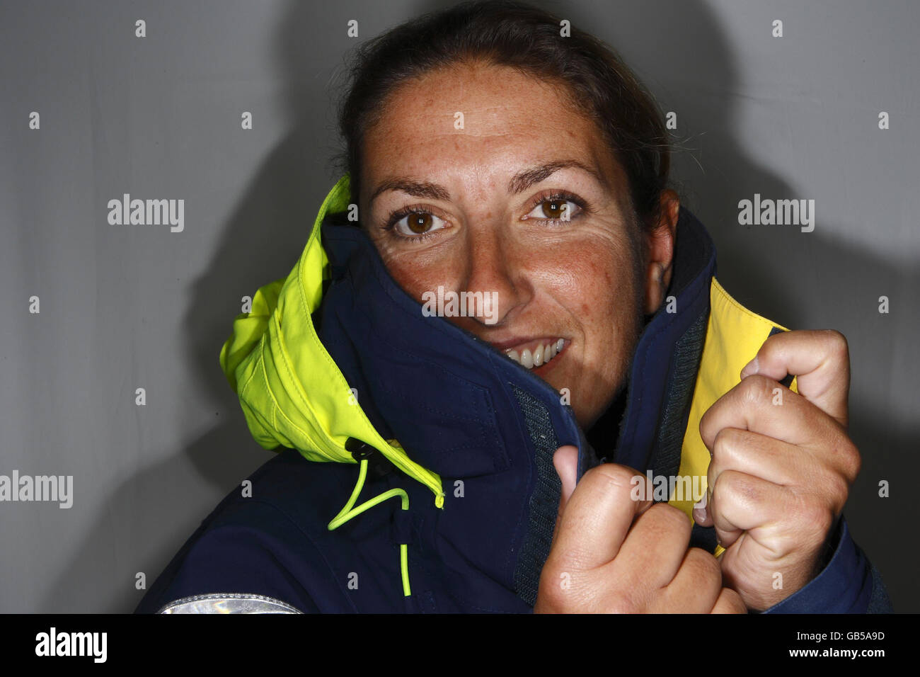 Sailing - Sam Davies Photo Shoot - Portsmouth Stock Photo - Alamy