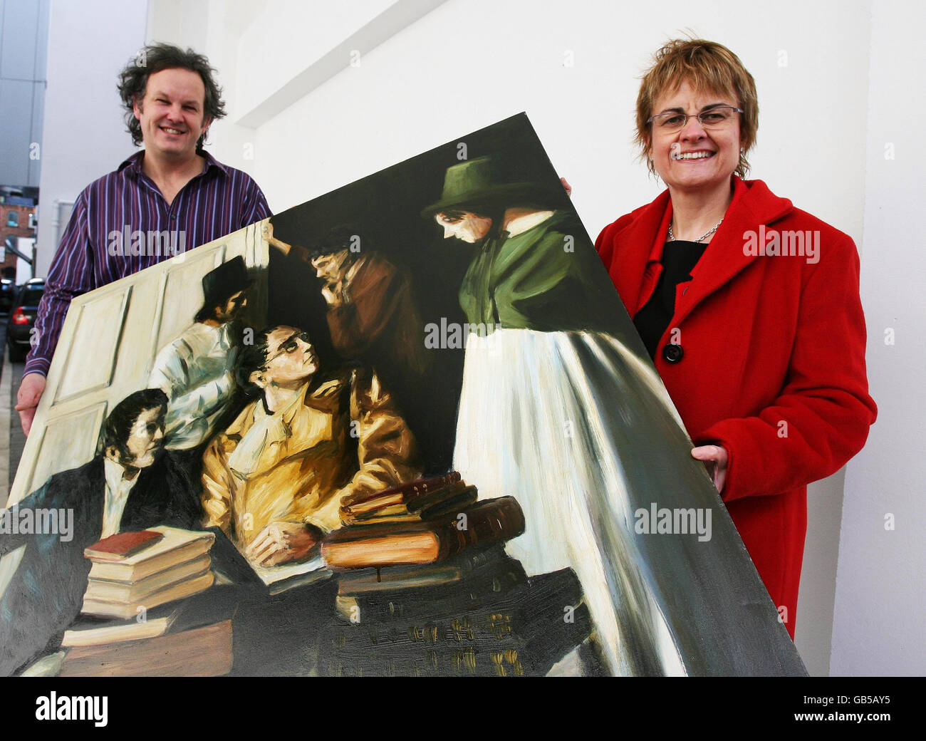 Artist Michael O'Neill (left) with Social Development Minister Margaret ...