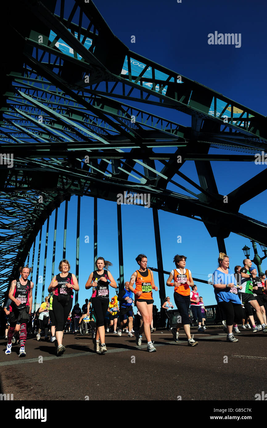 Competitors during the bupa great north run in newcastle hi-res stock ...